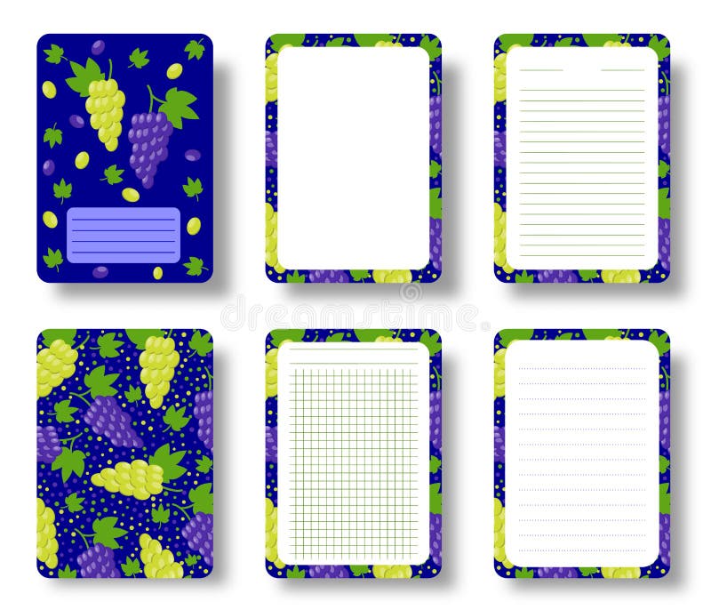 Grape Fruit Notebook Cover Notepad Diary Pattern Stock Vector ...