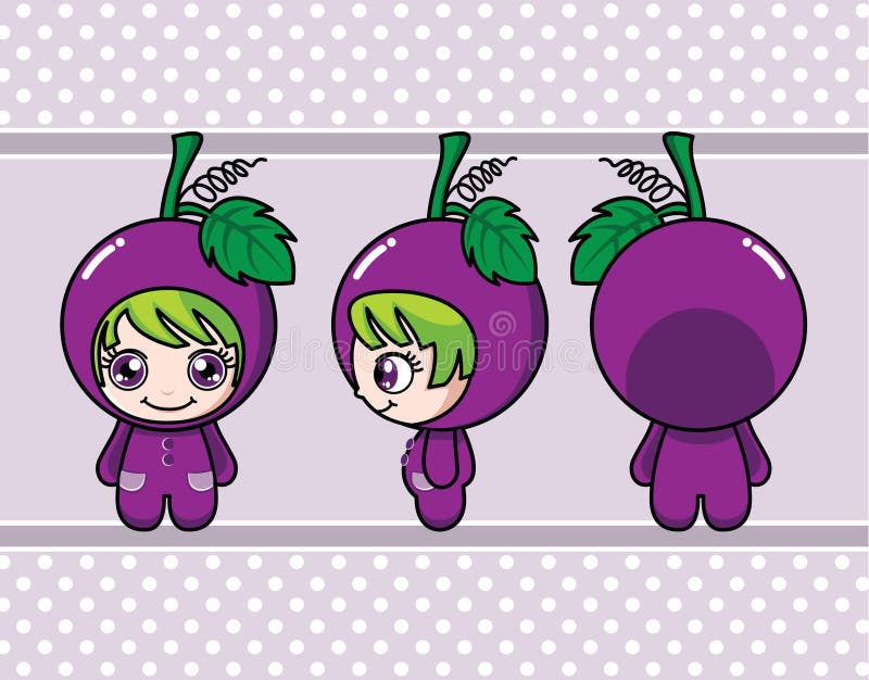 Grape girl stock vector. Illustration of cute, anime - 27616546
