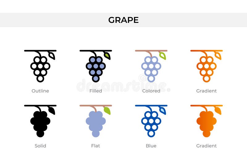 Grape Icon in Different Style. Grape Vector Icons Designed in Outline ...