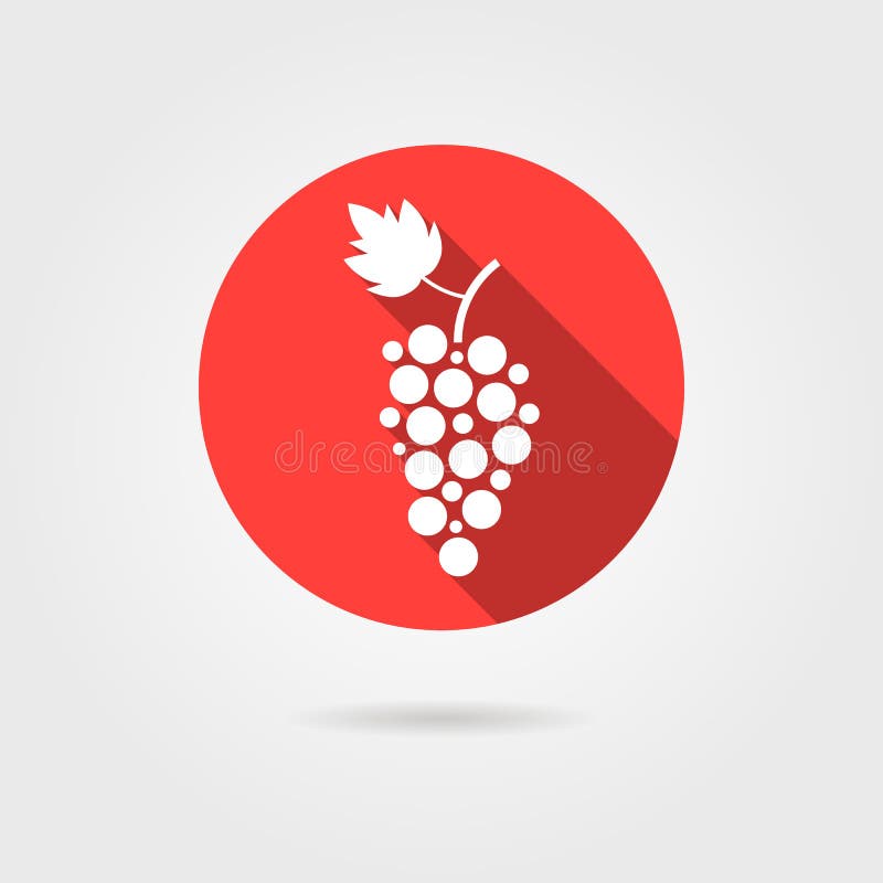 Grape Icon in Red Circle with Long Shadow Stock Vector - Illustration ...