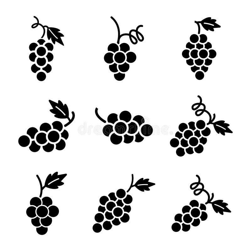 Grape Icon Set Vector Design Template Basic RGB Stock Illustration ...