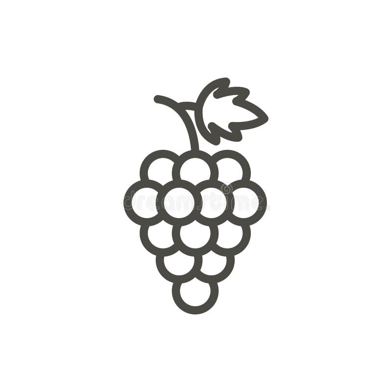 Grape Icon Vector. Outline Fruit , Line Grape Symbol. Stock Vector ...