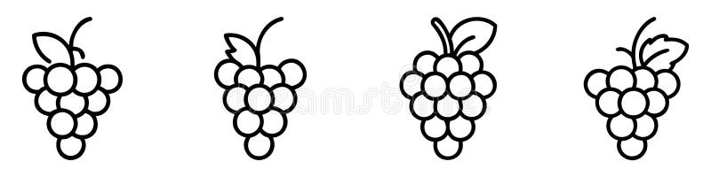 Grape Icons Set. Minimalist Line Drawing of a Grape Stock Vector ...