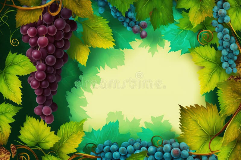 Grape Illustration Banner with Copy Space for Text. Stock Illustration ...
