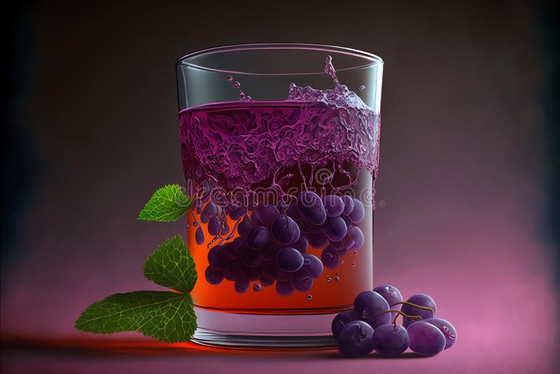 Grape Juice Glass. Juice Splashes. Refreshig Fruits Concept. Liquid ...