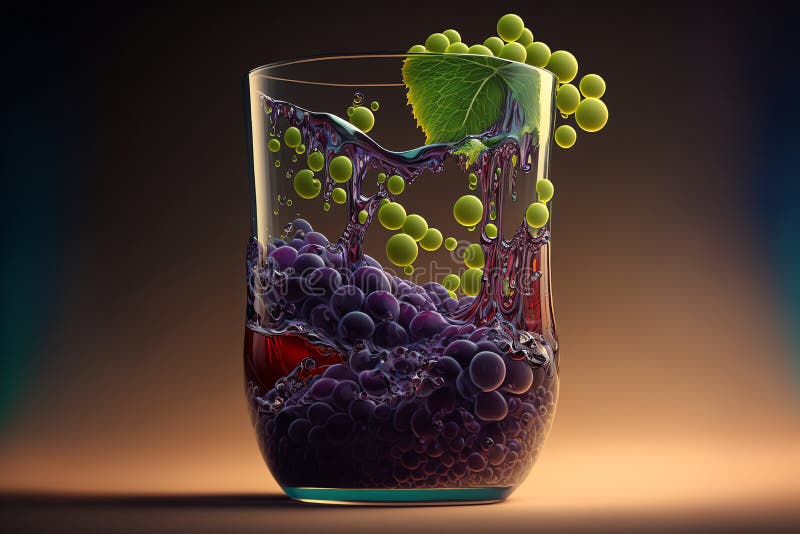 Grape Juice Glass. Juice Splashes. Refreshig Fruits Concept. Liquid ...