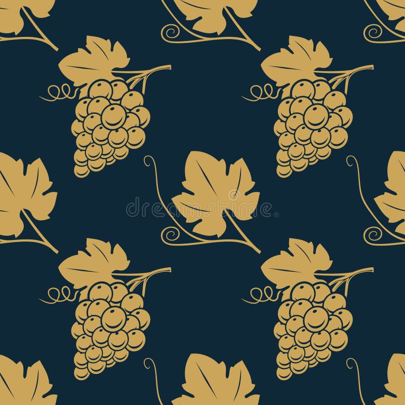 Grape and Grape Leaf Seamless Pattern. Vector Stock Vector ...