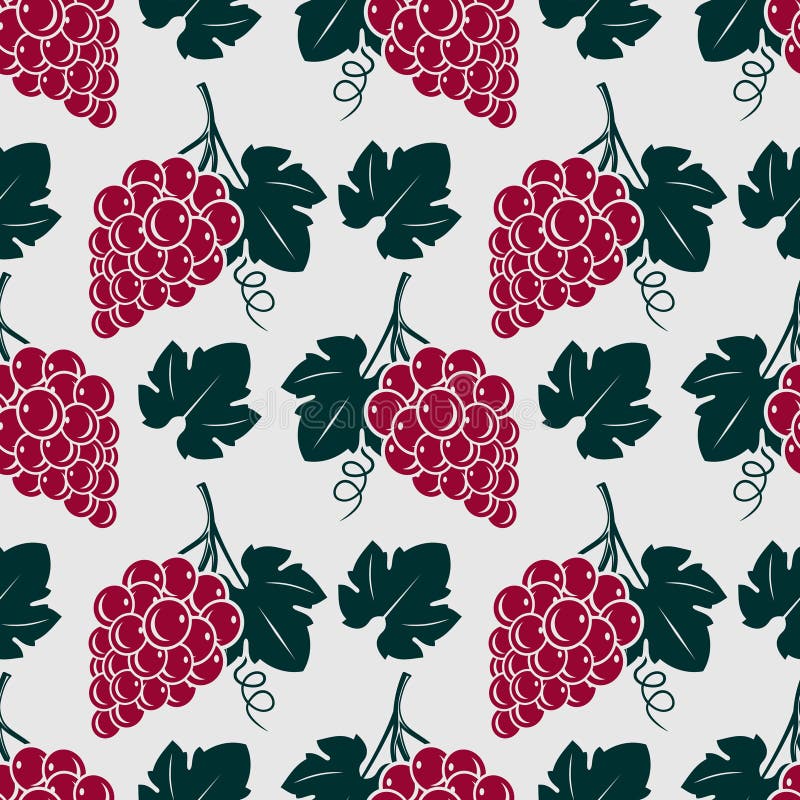 Grape and Grape Leaf Seamless Pattern. Vector Stock Vector ...