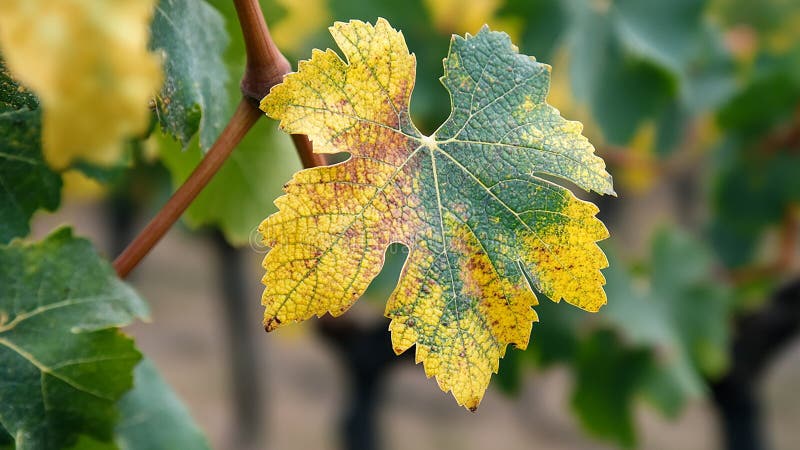 A Grape Leaf Showing Mottled Yellowing from Manganese Deficiency Stock ...