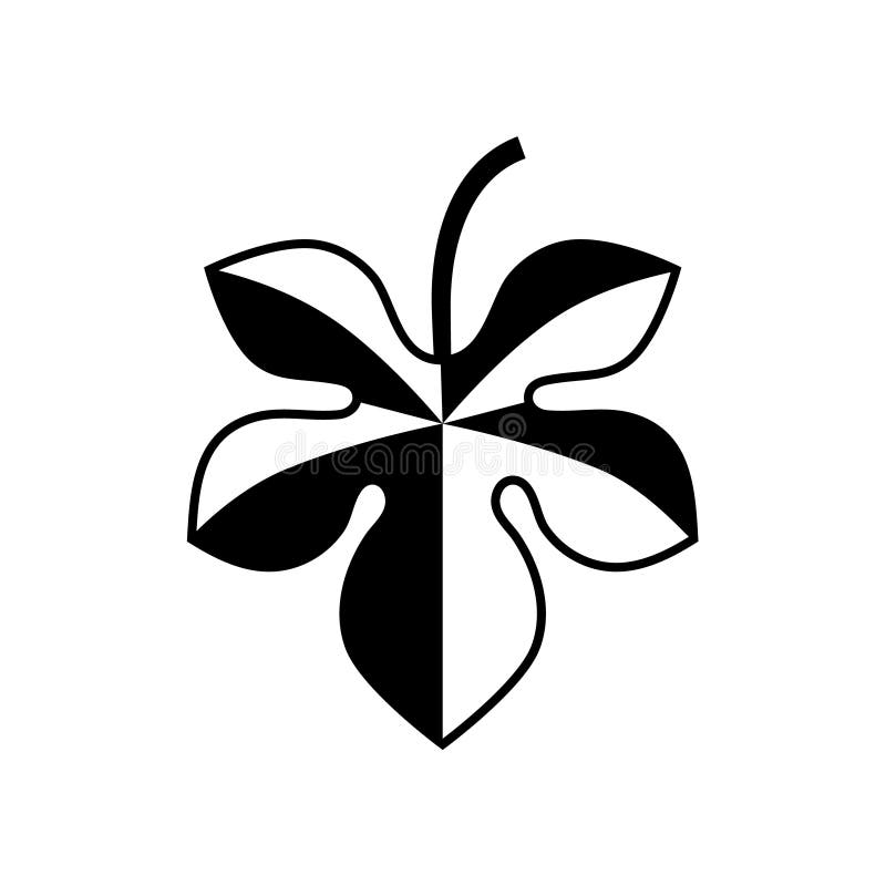 Grape Leaf on a Stem Black Glyph Icon. Vector Isolated on White Stock ...