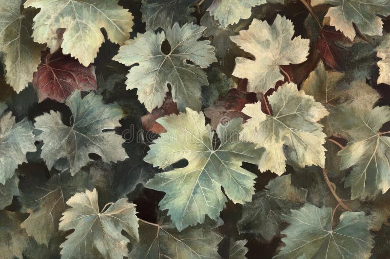 Grape Leaves Form Canopy, Creating Textured Botanical Backdrop with ...