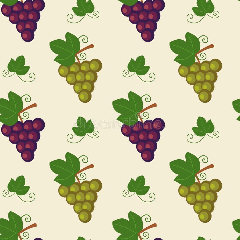 Grape with Leaves Seamless Pattern Background Illustration Stock Vector ...