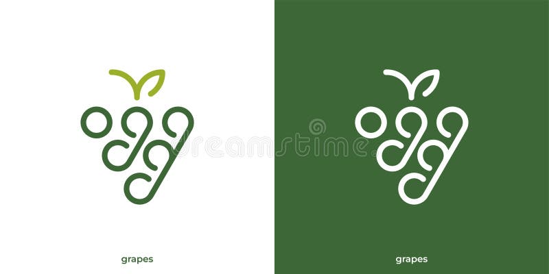 Luxury Grape Logo Design with Lineart Outline Style. Stock Vector ...