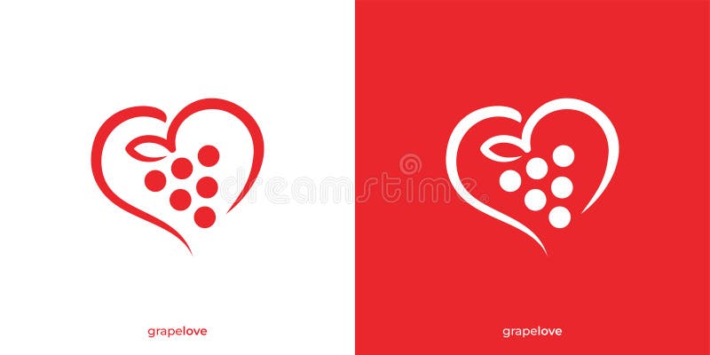Creative Grape Love Logo. Modern Grapes with Linear Outline Style Stock ...