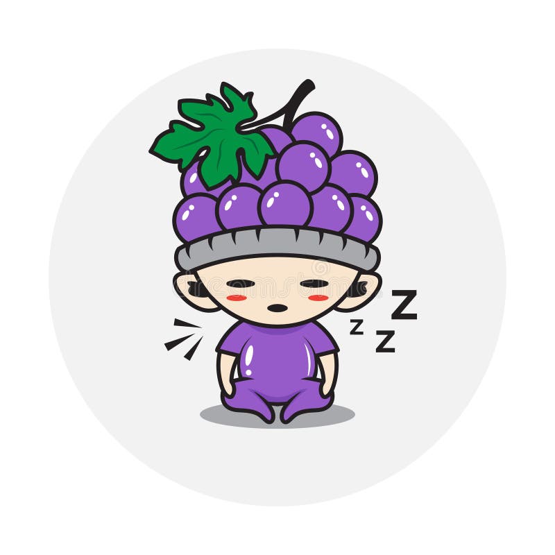 Grape Mascot Character Cute 10 Stock Vector - Illustration of sticker ...