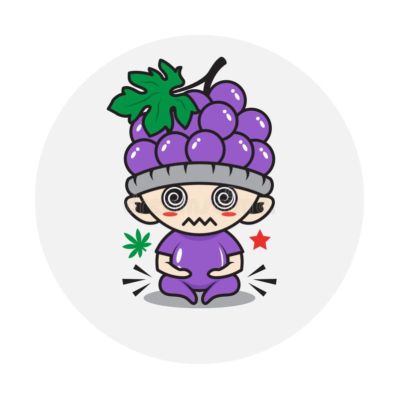 Grape Mascot Character Cute 12 Stock Vector - Illustration of sick ...