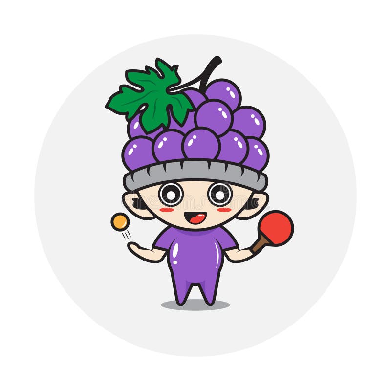 Grape Mascot Character Cute 21 Stock Vector - Illustration of doodle ...