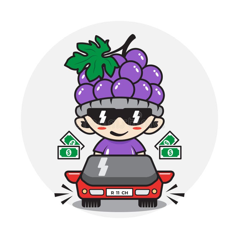 Grape Mascot Character Cute 50 Stock Vector - Illustration of happy ...