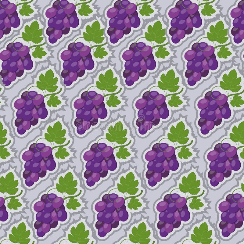 Grape Pattern on a White Background Stock Vector - Illustration of ...