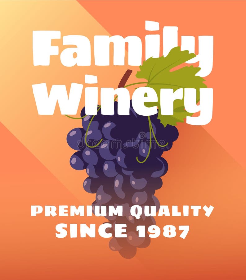 Grape Poster. Advertising of a Wine Company. Orange Background Stock ...