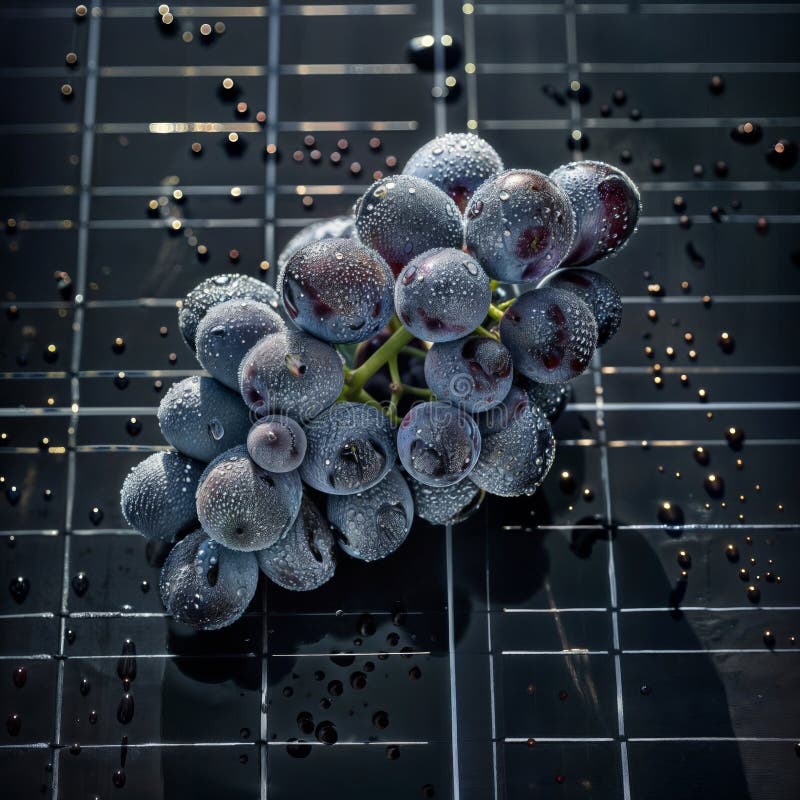 Grape Reflections: Black & White, Generative Ai Stock Illustration ...