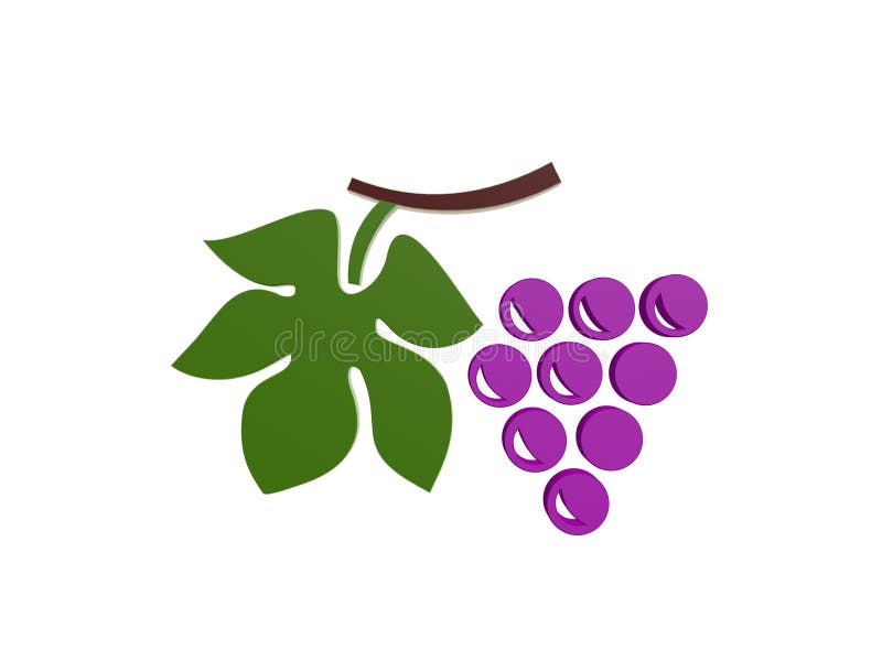 Grape Symbol in Red Tones with Leaf in White Stock Illustration ...