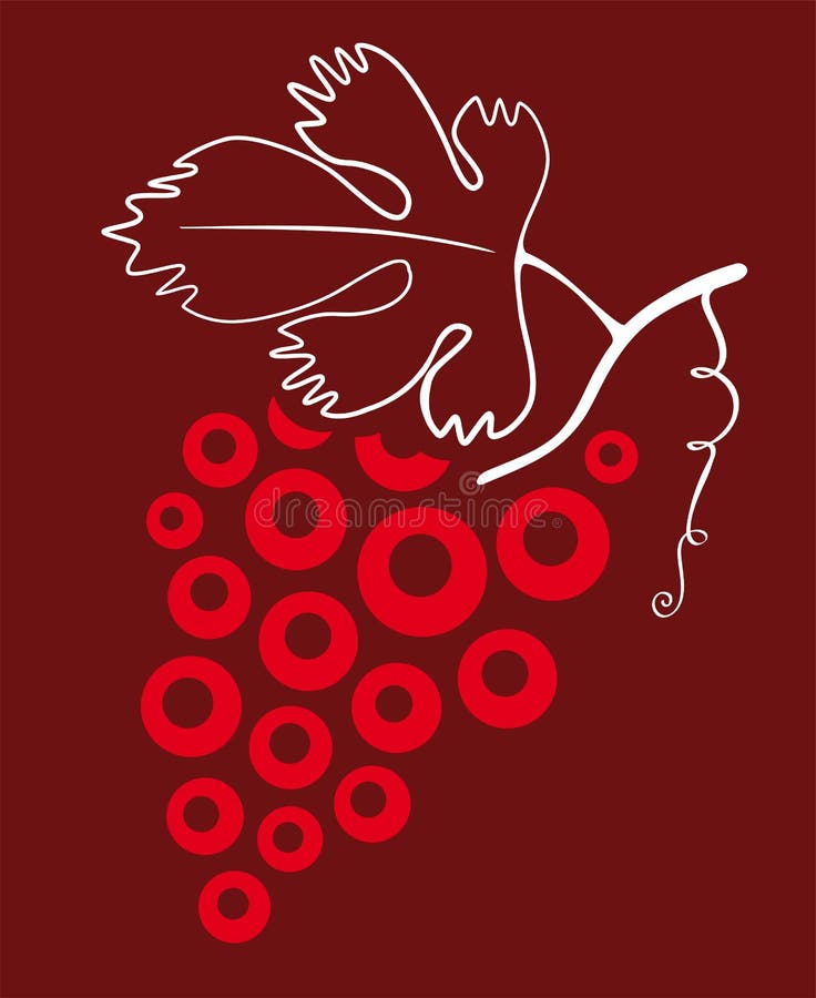 Grape Symbol in Red Tones with Leaf in White Stock Illustration ...