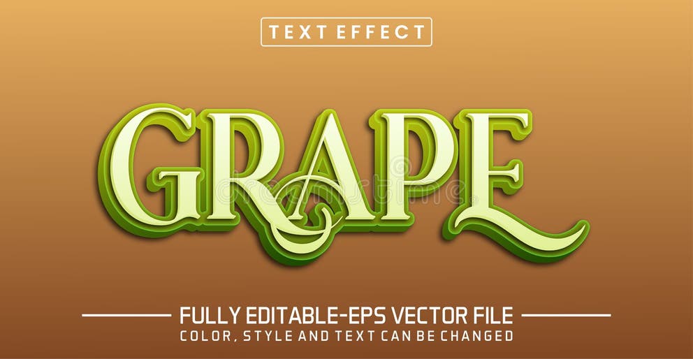 Grape Text Effect - Editable 3D Text Style Stock Vector - Illustration ...