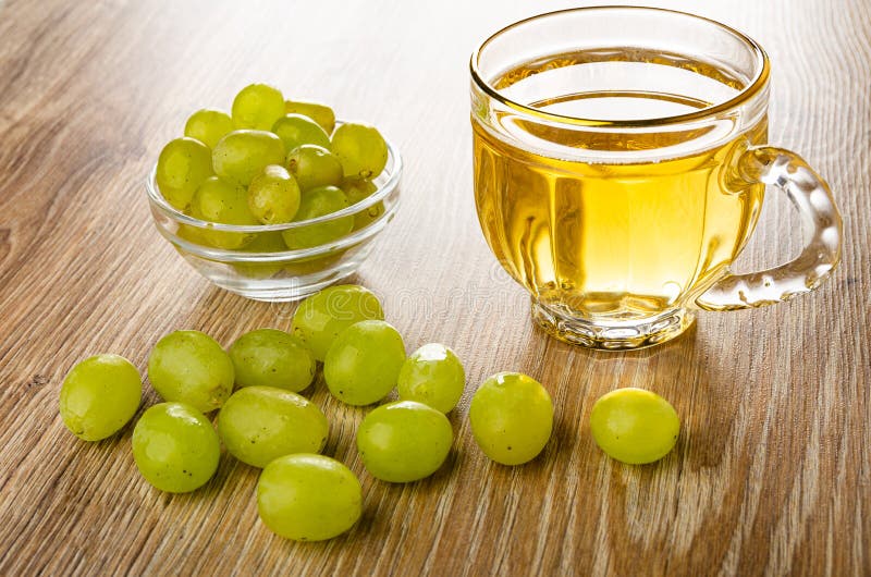 Grape in Transparent Bowl, Scattered Grape, Cup with Grape Juice on ...