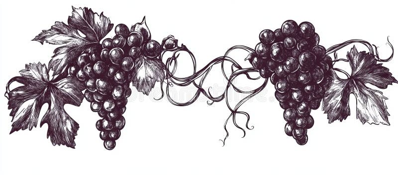 A Grape Tree Illustrated in a Vintage Engraving Style Stock Photo ...