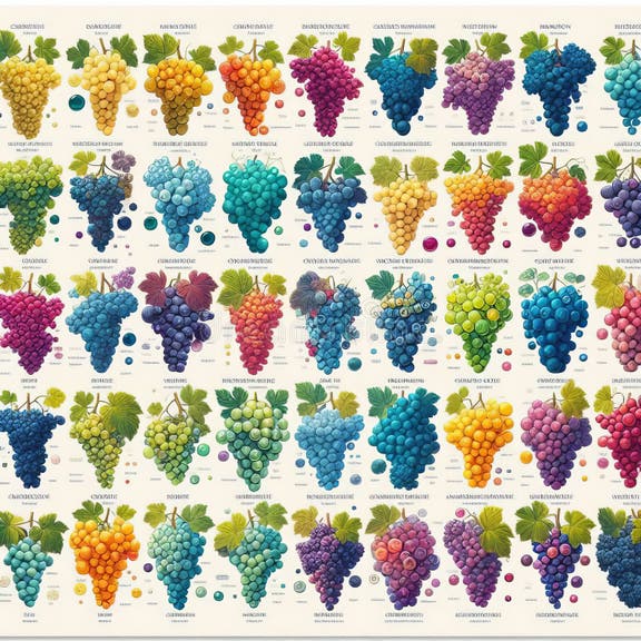 Grape Varietals Chart a Comparative Chart Featuring Different Ty Stock Illustration ...