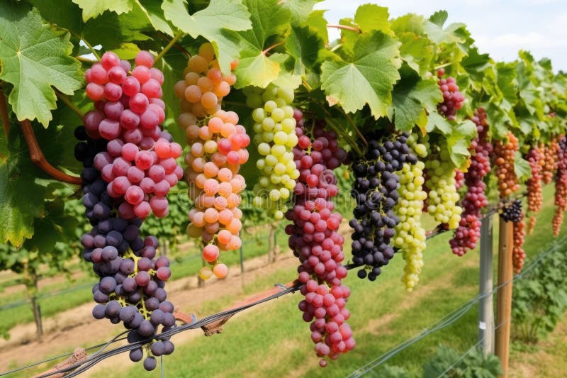 Grape Variety Identification Tags on Trellis Stock Illustration ...