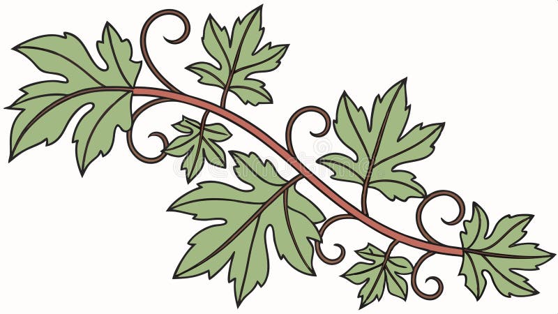 Grape Vine Branch with Leaves Nature Botanical Graphic Vector Design ...