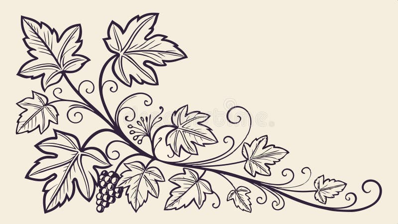 Grape Vine Corner Design, Vineyard Theme, Decorative Fruit Vector Art ...