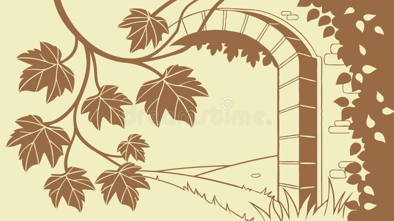 Grape Vines on Stone Archway, Rustic Vineyard Scene, Vector Design ...
