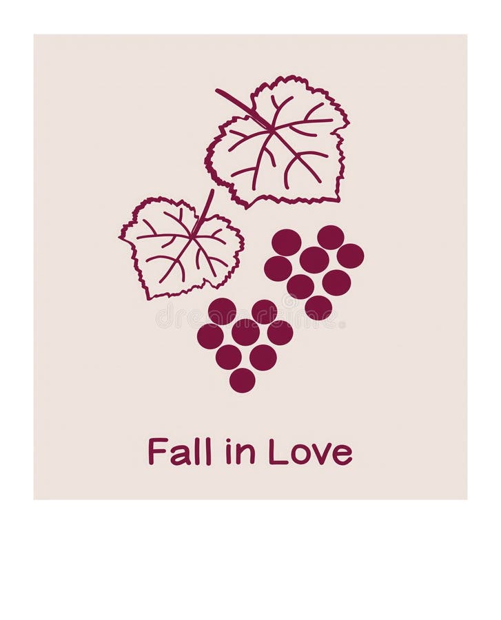 Grape Wine Card Featuring Leaves and Clusters with a Romantic Theme ...