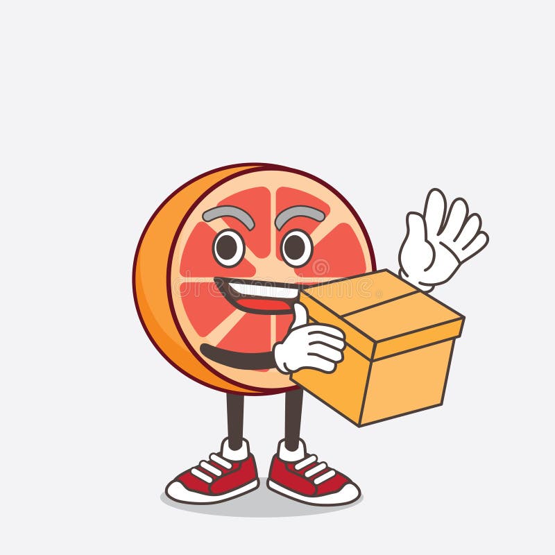 Grapefruit Cartoon Mascot Character Holding a Box Stock Vector ...