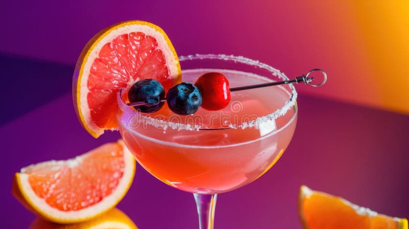 Grapefruit Garnished Cocktail in Elegant Glass for Advertising Display ...