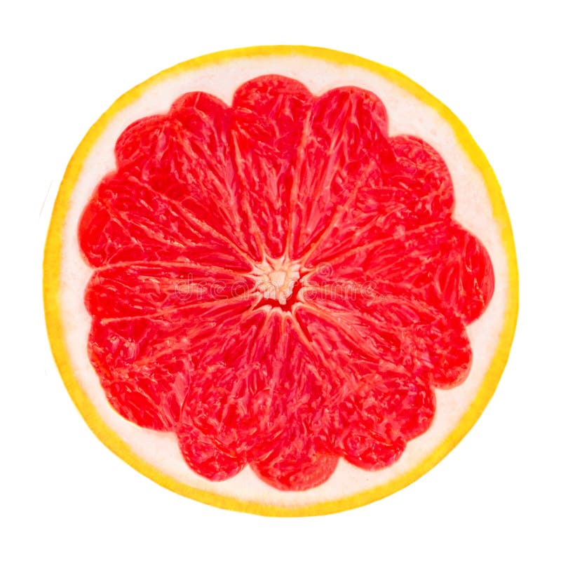 Grapefruit Half Isolated on White Background Close Up. Ripe Slice of Pink Grapefruit Citrus ...