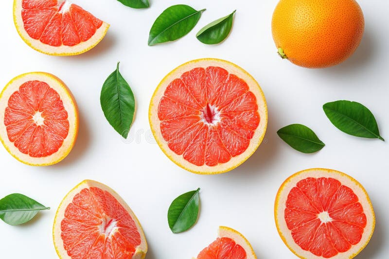Grapefruit Halves on White Background Stock Image - Image of healthy ...