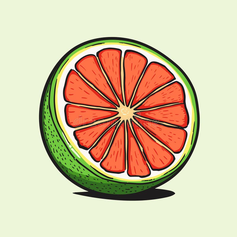 Grapefruit Hand-drawn Illustration. Grapefruit. Vector Doodle Style ...