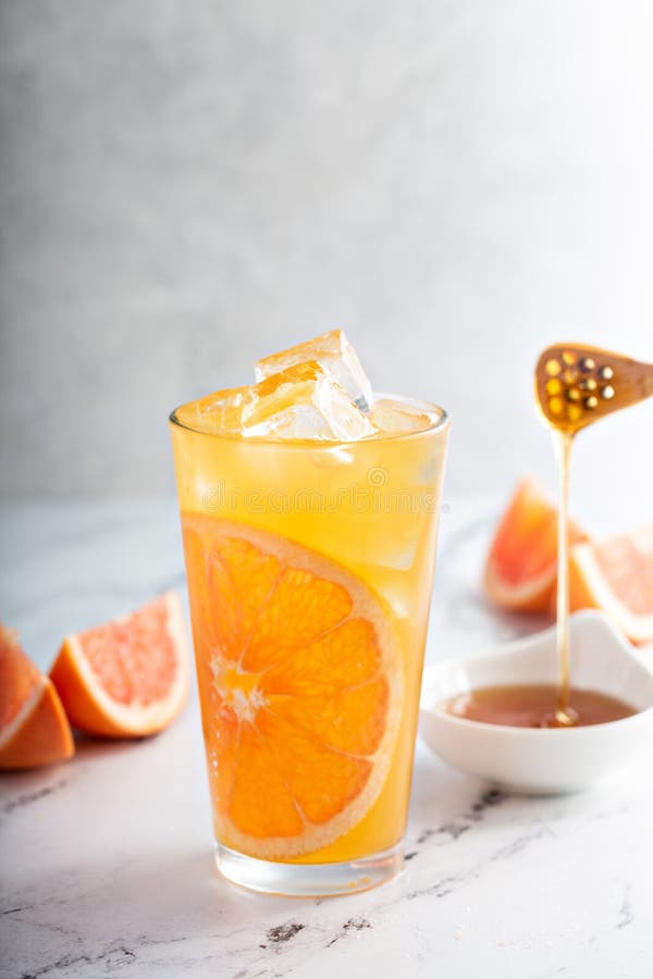 Grapefruit Honey Jasmine Tea Served Cold with Ice Stock Photo - Image ...