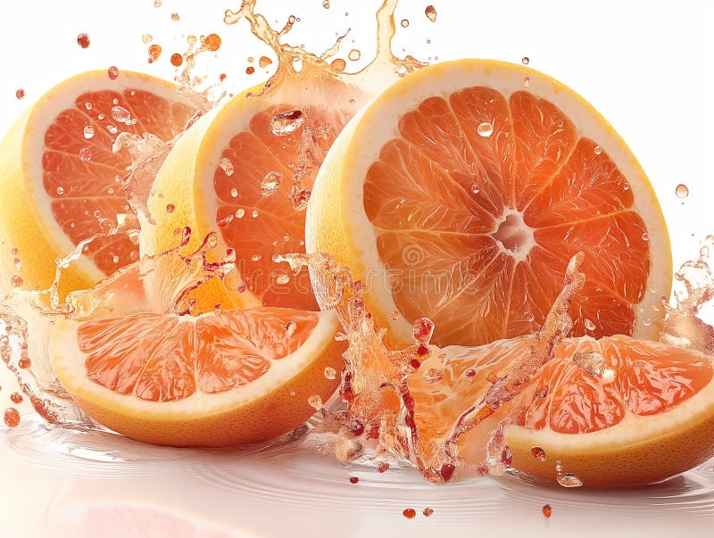 Grapefruit Juice Splashes from a Cut Grapefruit, Splashes of Grapefruit ...