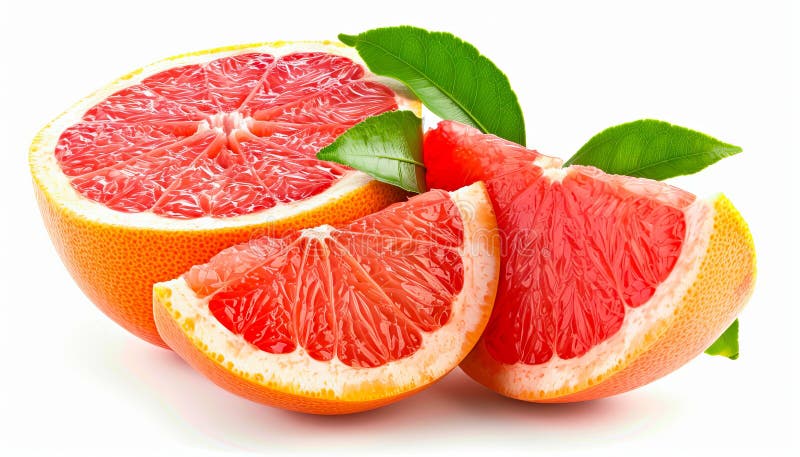Grapefruit with Leaves on a White Background Stock Image - Image of ...