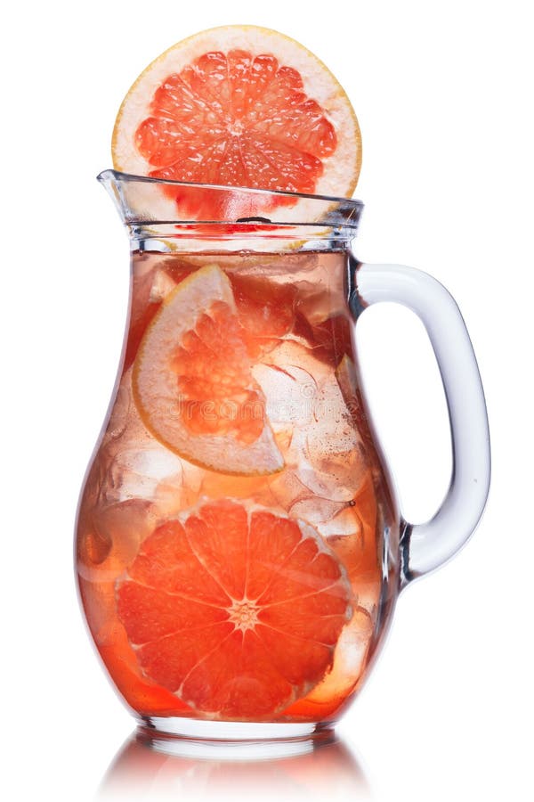 Grapefruit Lemonade in Pitcher Isolated Stock Image - Image of ...