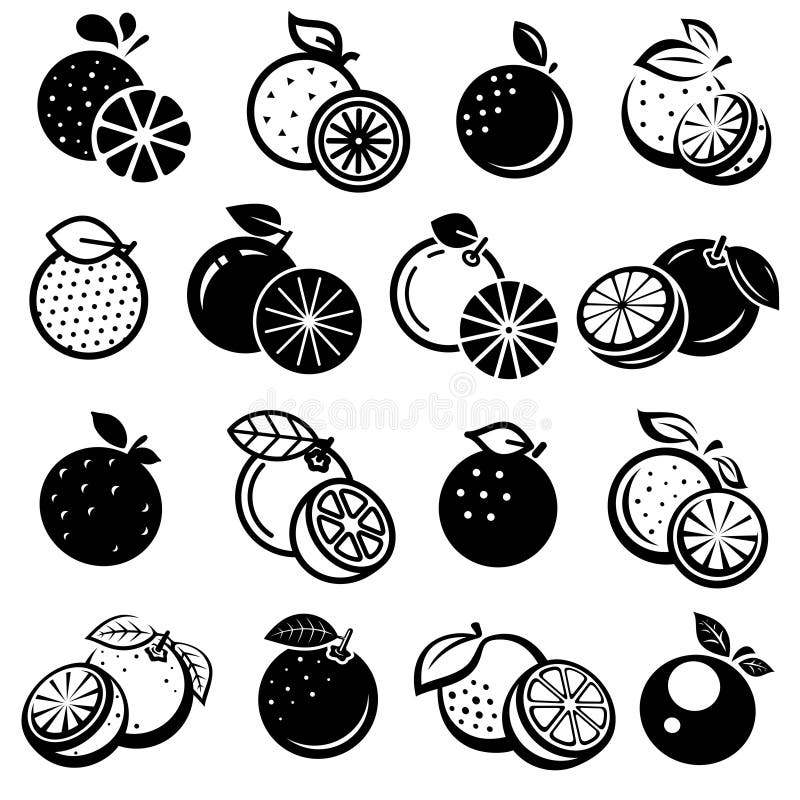 Grapefruit Set. Collection Grapefruit Icons Stock Vector - Illustration ...