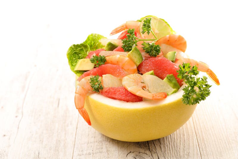 Grapefruit with Shrimp and Avocado Stock Image - Image of freshness ...
