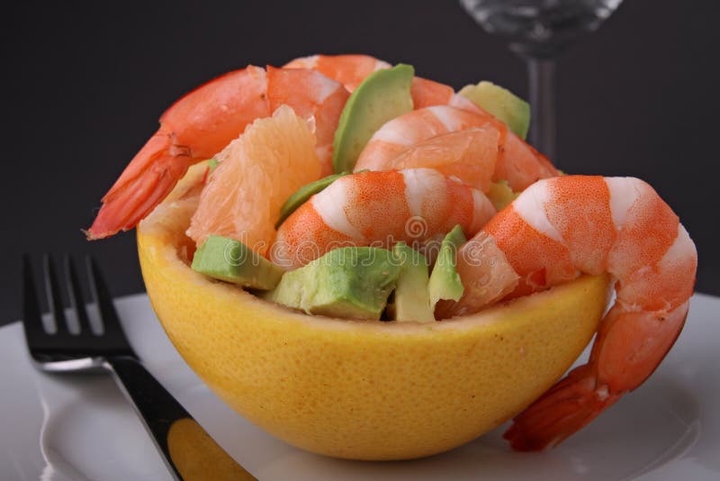 Grapefruit and Shrimp Salad Stock Photo - Image of restaurant, food ...