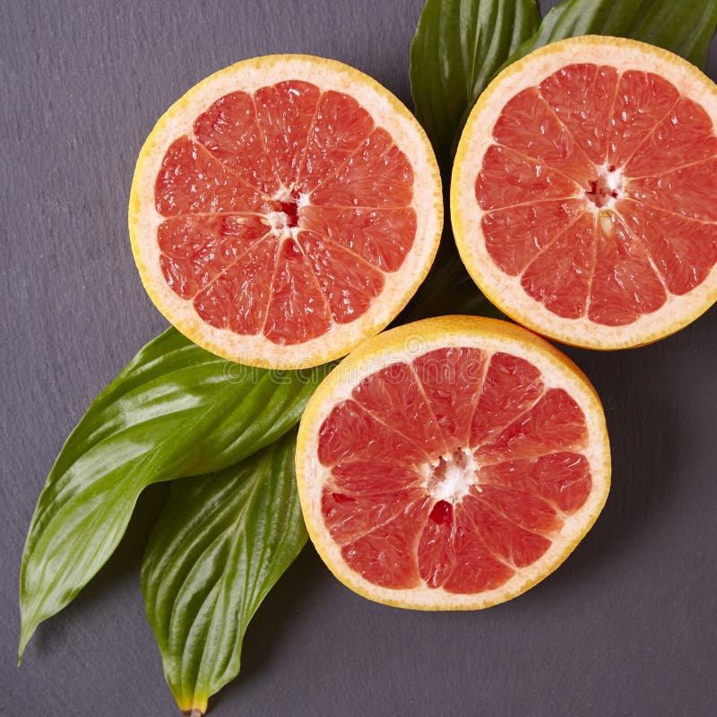 Grapefruits And Segments With A Leaves Stock Image - Image of dieting ...