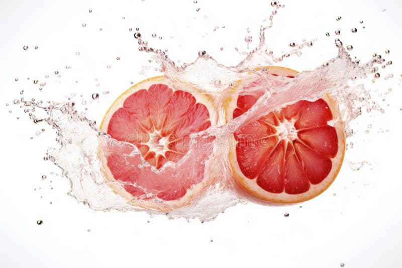 Grapefruit Splash with Dynamic Water Droplets Stock Photo - Image of ...